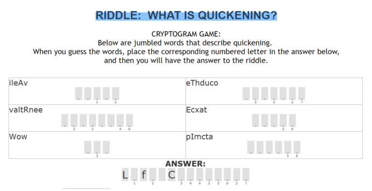 RIDDLE: What is Quickening – The Quickened Word